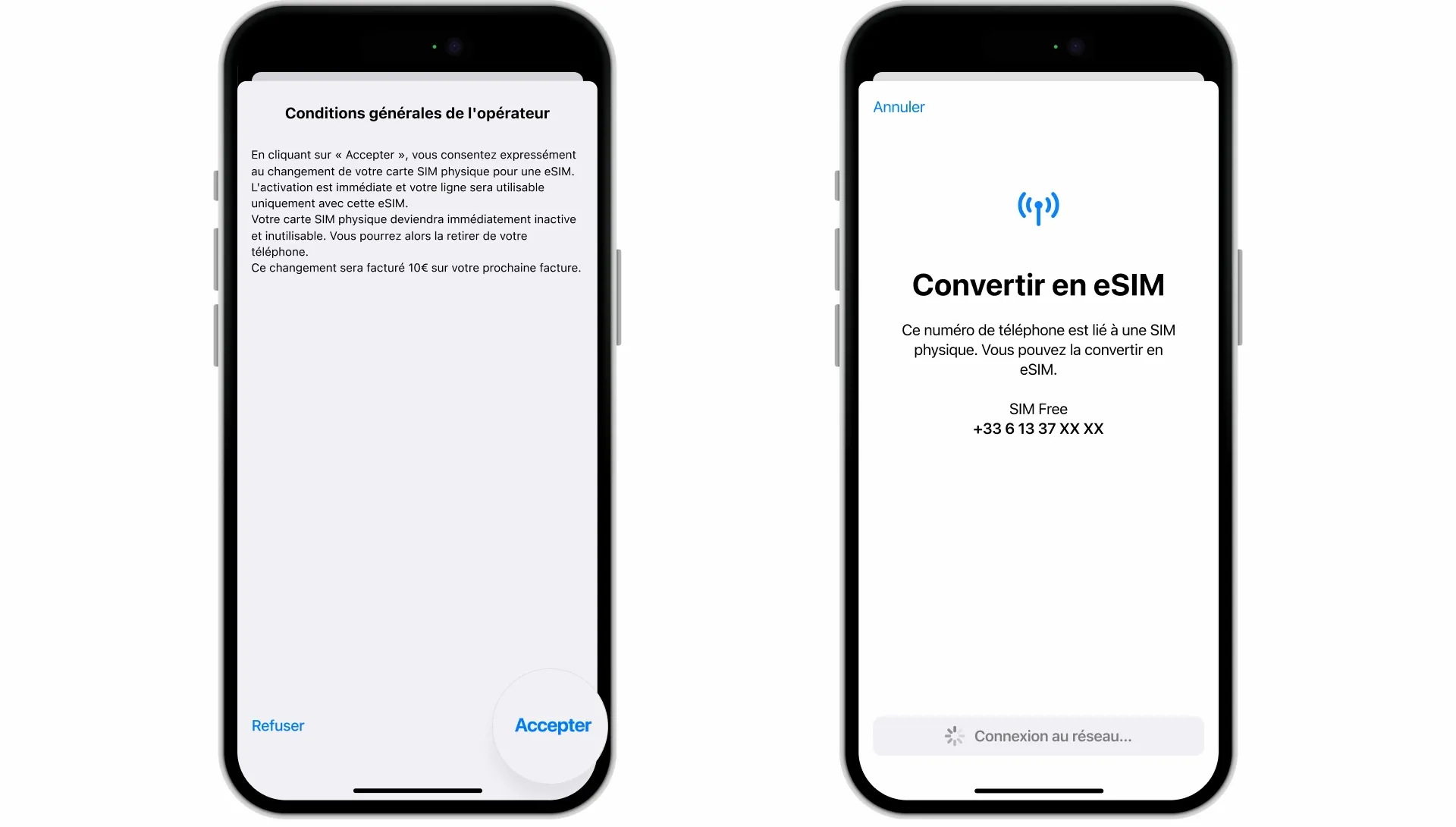 Assistance Free - Comment convertir ma carte SIM en eSIM depuis mon iPhone